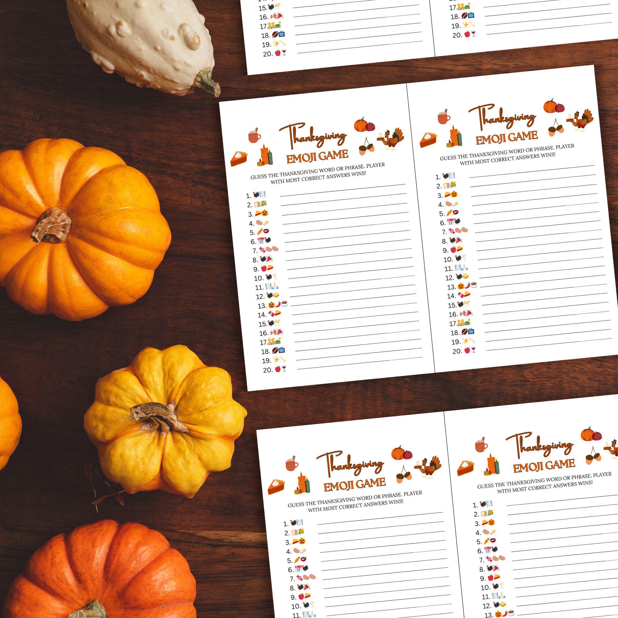 Thanksgiving Emoji Pictionary Game: Family Dinner Activity (digital ...