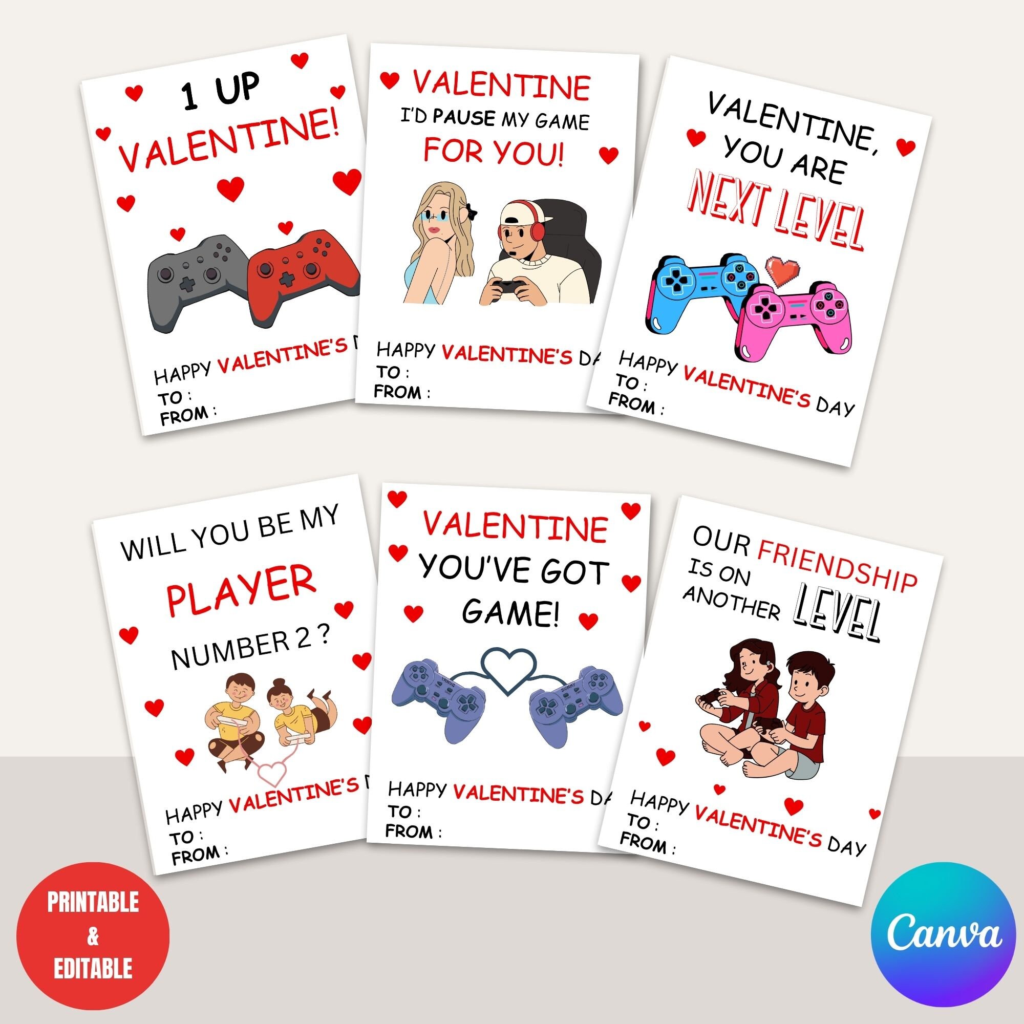 Editable Video Game Valentine's Cards, Video Game Valentines Cards ...