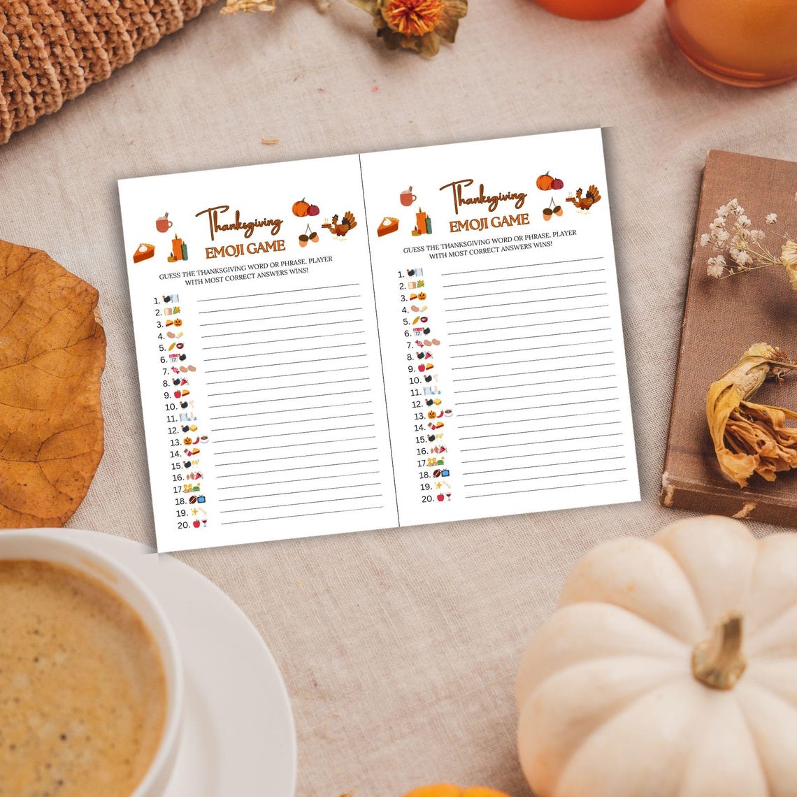 Thanksgiving Emoji Pictionary Game: Family Dinner Activity (digital ...