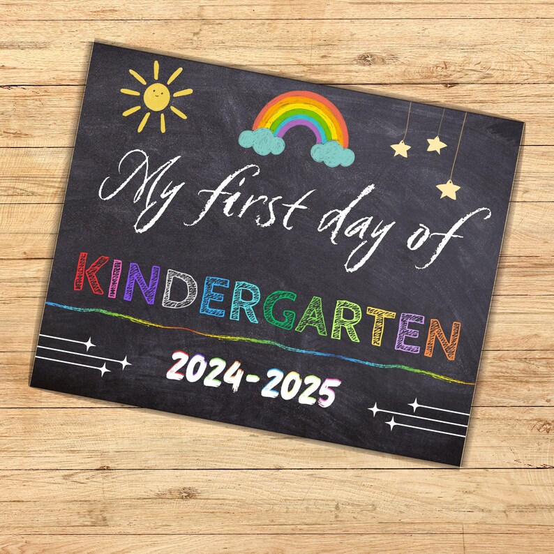 First Day of Kindergarten Sign, Printable First Day, Back to School ...