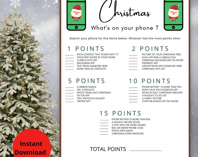 PRINTABLE CHRISTMAS What's on Your Phone GAME, Christmas Game ...
