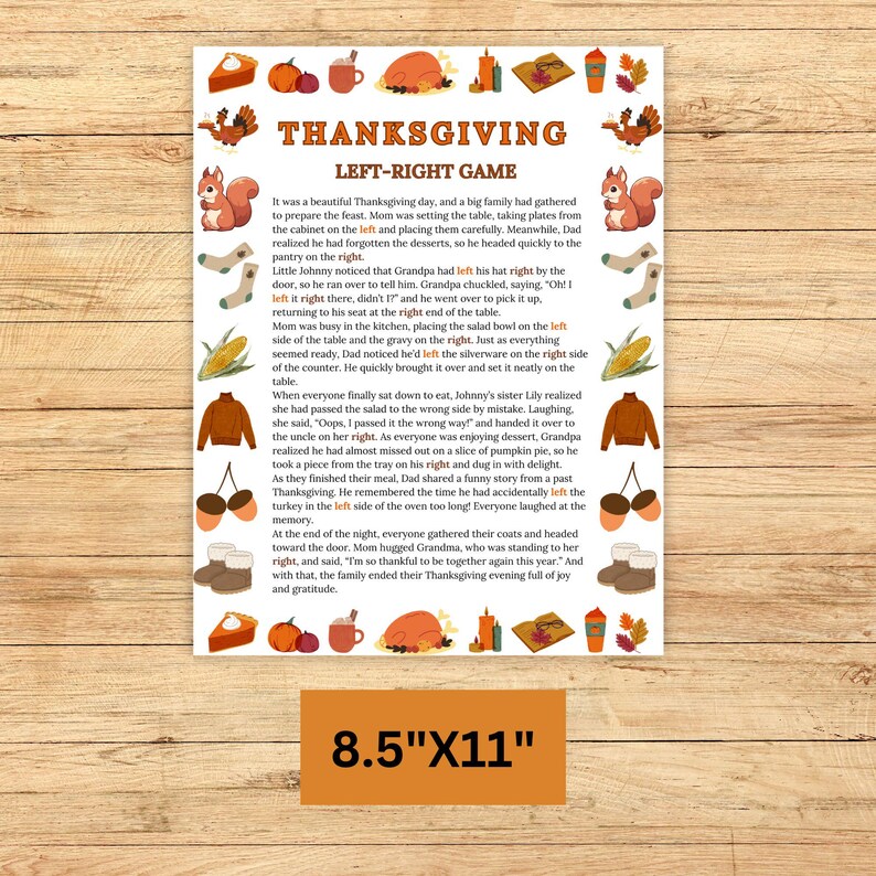 Thanksgiving Left Right Game, Friendsgiving Games, Thanksgiving Party ...