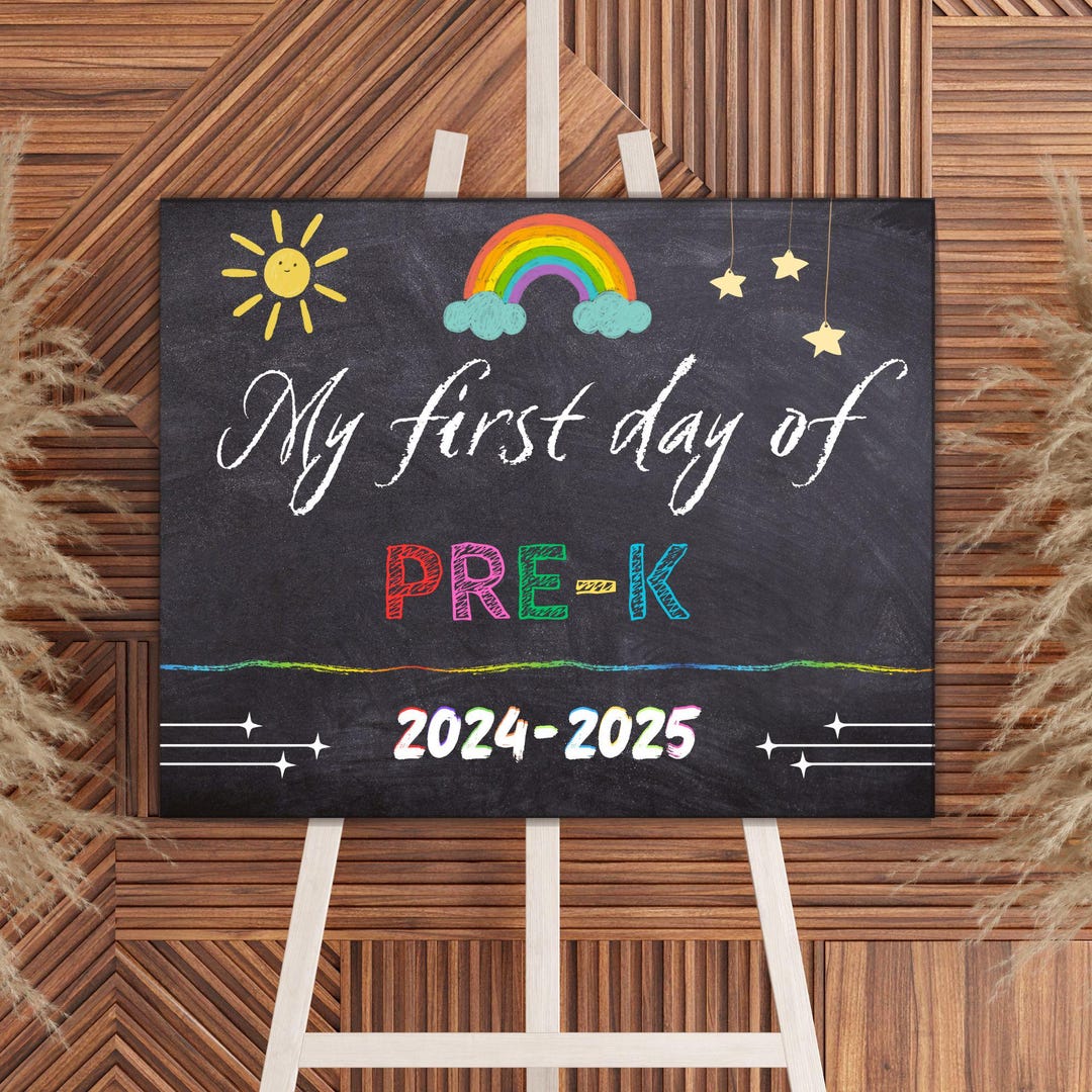 First Day of Pre-k Sign, Printable First Day, Back to School Sign, Pre ...