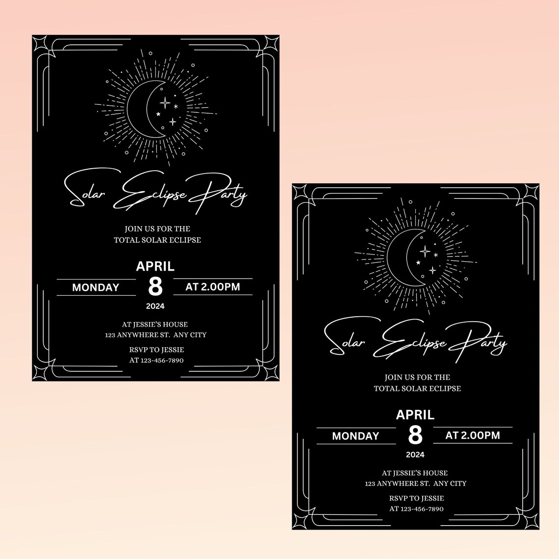 Editable Solar Eclipse Party Invitation, Printable Editable Template in ...