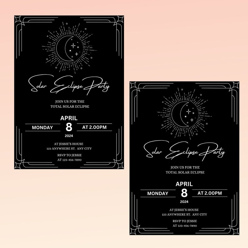 Editable Solar Eclipse Party Invitation, Printable Editable Template in ...