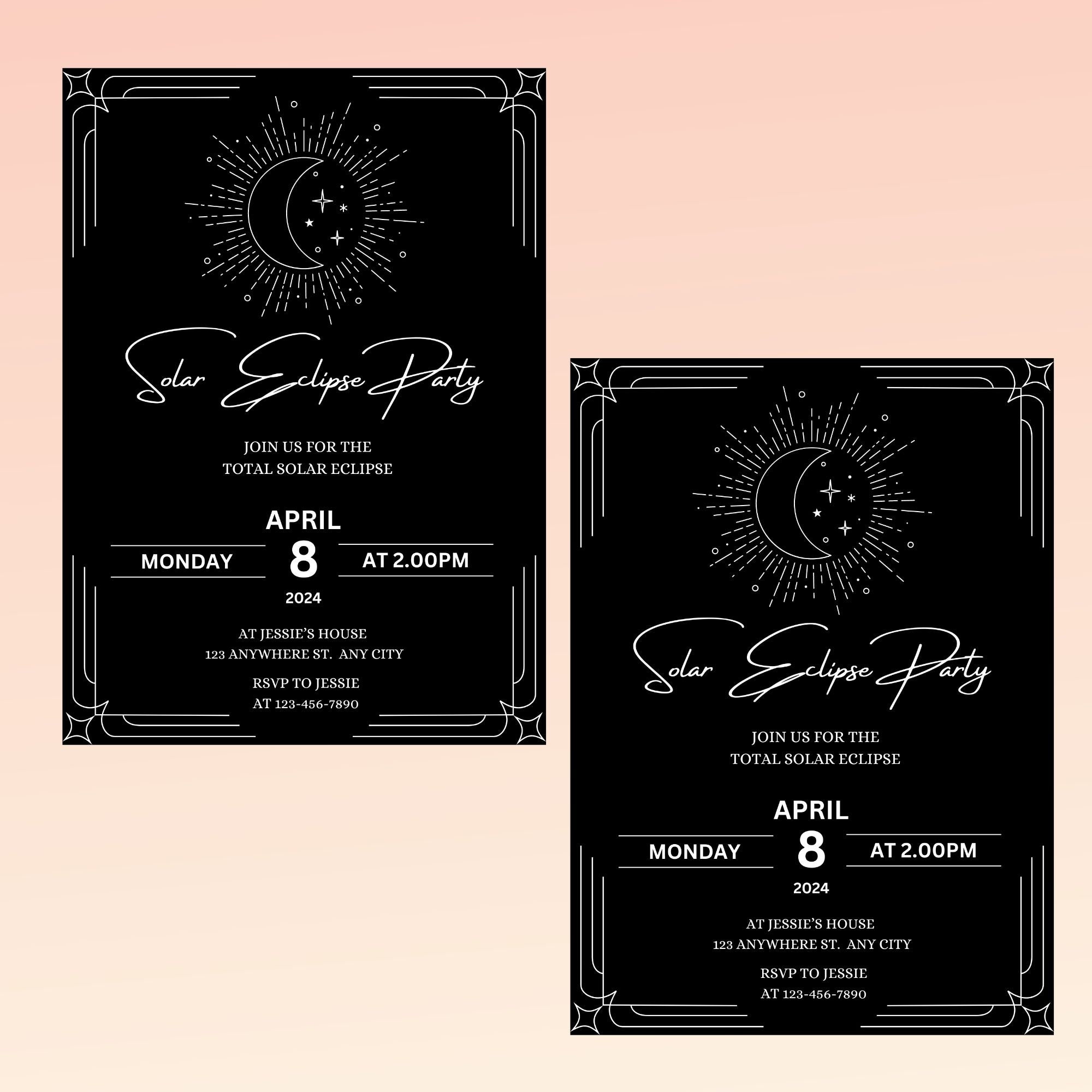 Editable Solar Eclipse Party Invitation, Printable Editable Template in ...