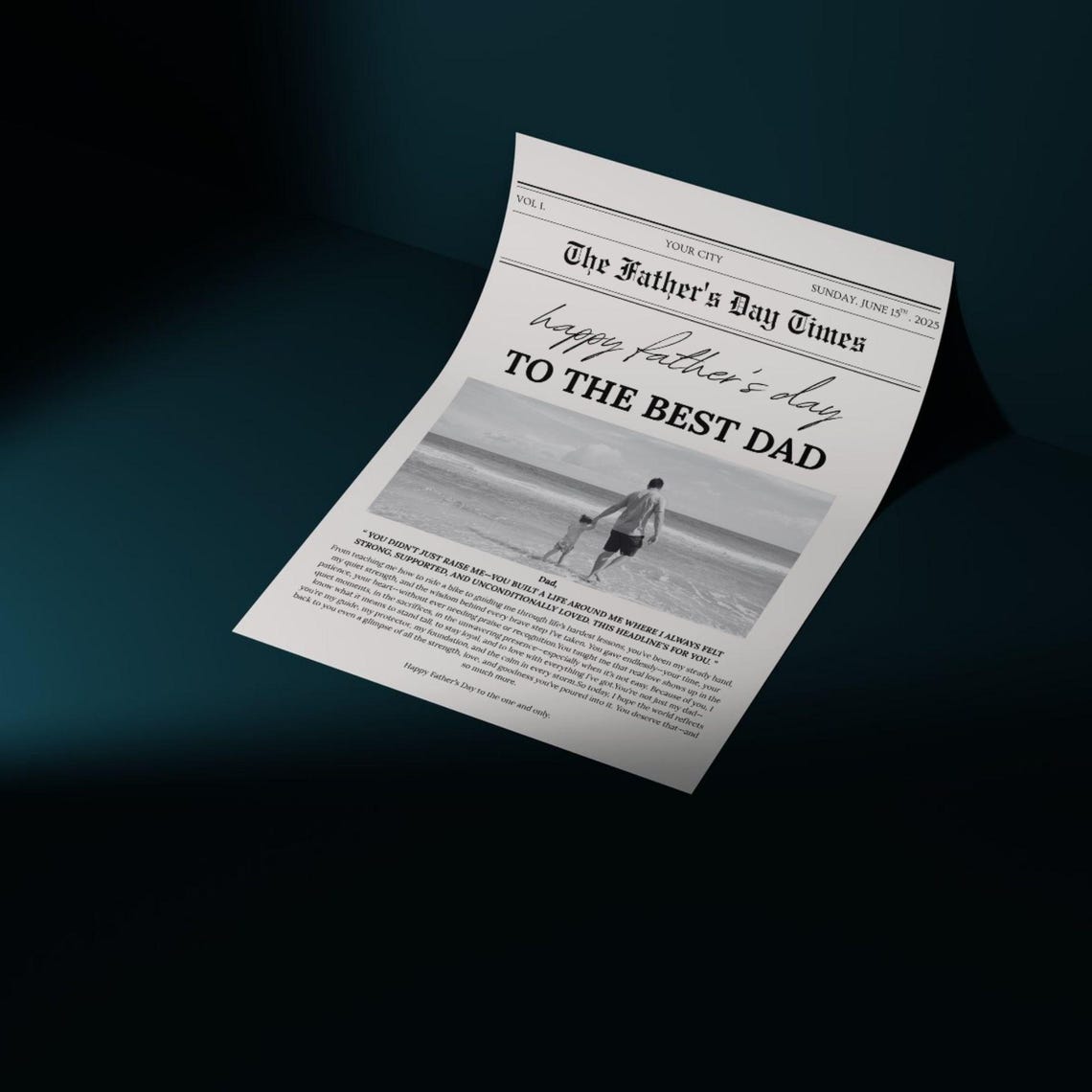 Canva Fathers Day Newspaper Template, First Father's Day DIY Gift for ...