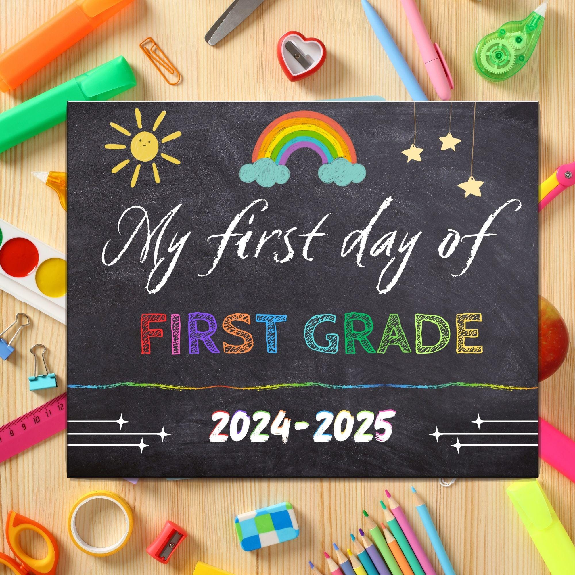 First Day of First Grade Sign, Printable First Day, Back to School Sign ...