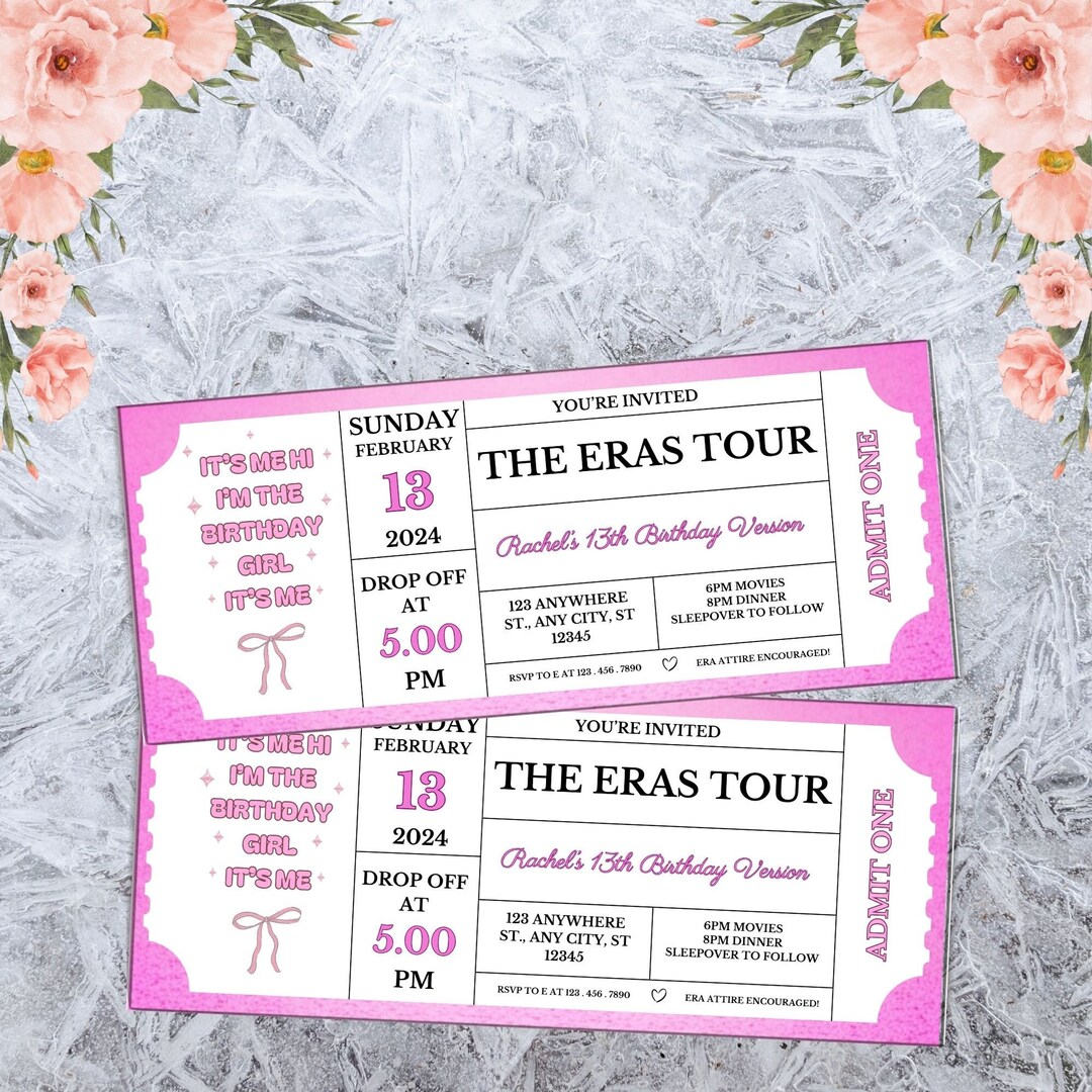 Eras Tour Birthday Ticket Invitation: Editable Template (instant ...