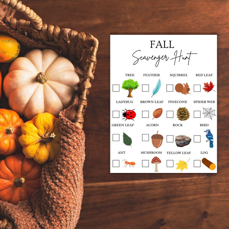 Fall Nature Scavenger Hunt for Kids: Outdoor Autumn Activity (PDF) - Etsy