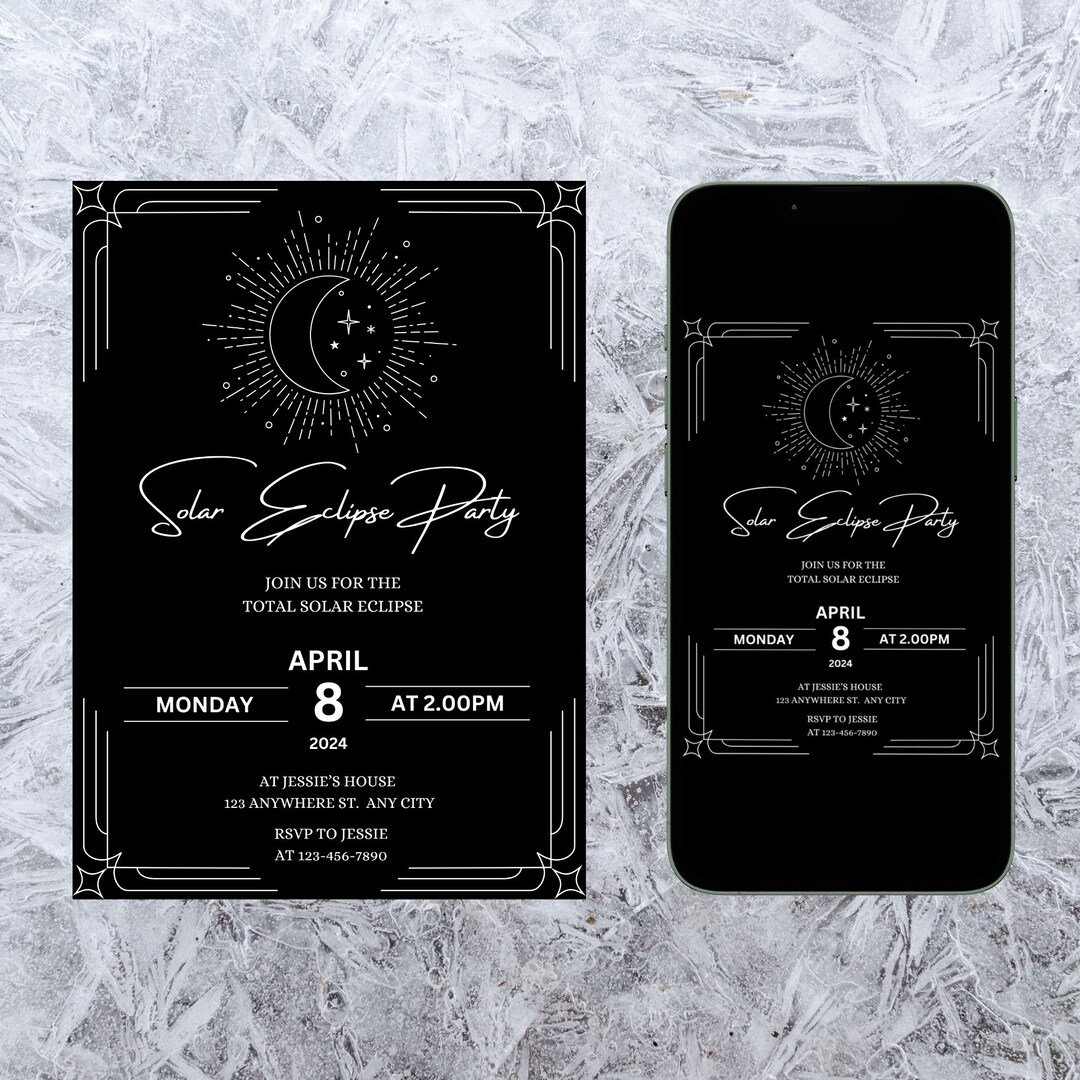 Editable Solar Eclipse Party Invitation, Printable Editable Template in ...