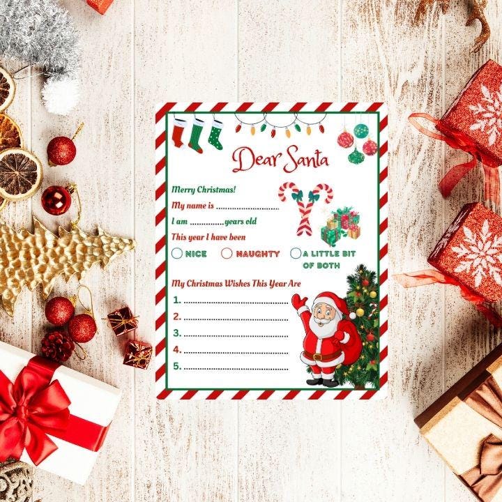 Letter to Santa, Santa Wish List, Dear Santa Letter Printable ...