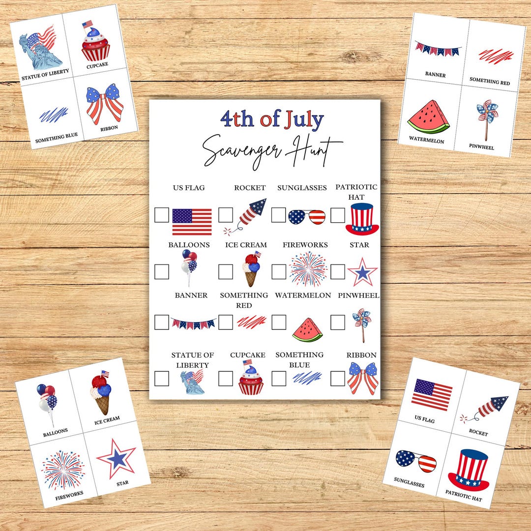 Printable 4th of July Scavenger Hunt – Printable Patriotic Game for ...