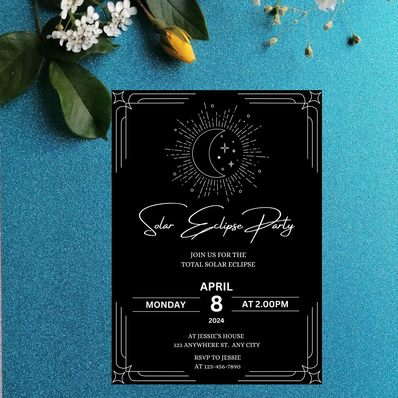 Editable Solar Eclipse Party Invitation, Printable Editable Template in ...