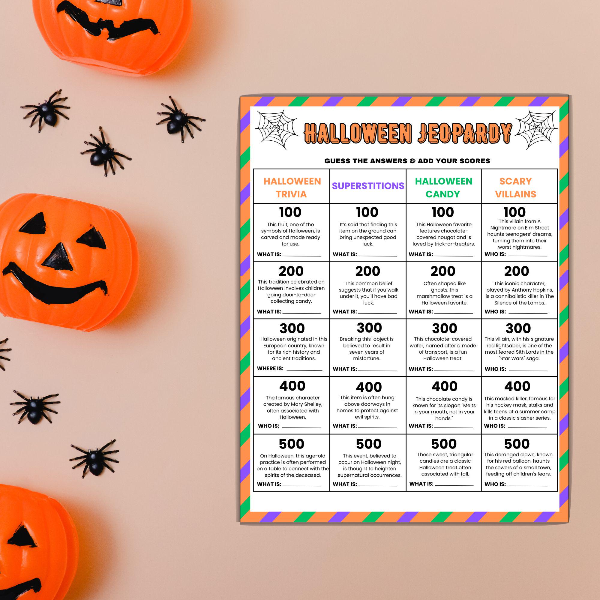 Halloween Jeopardy Game: Trivia for Adults & Kids (digital Download) - Etsy