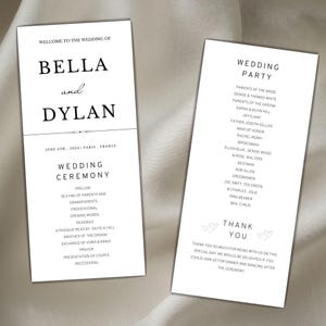 Modern Wedding Program Template, Elegant Wedding Ceremony Program ...