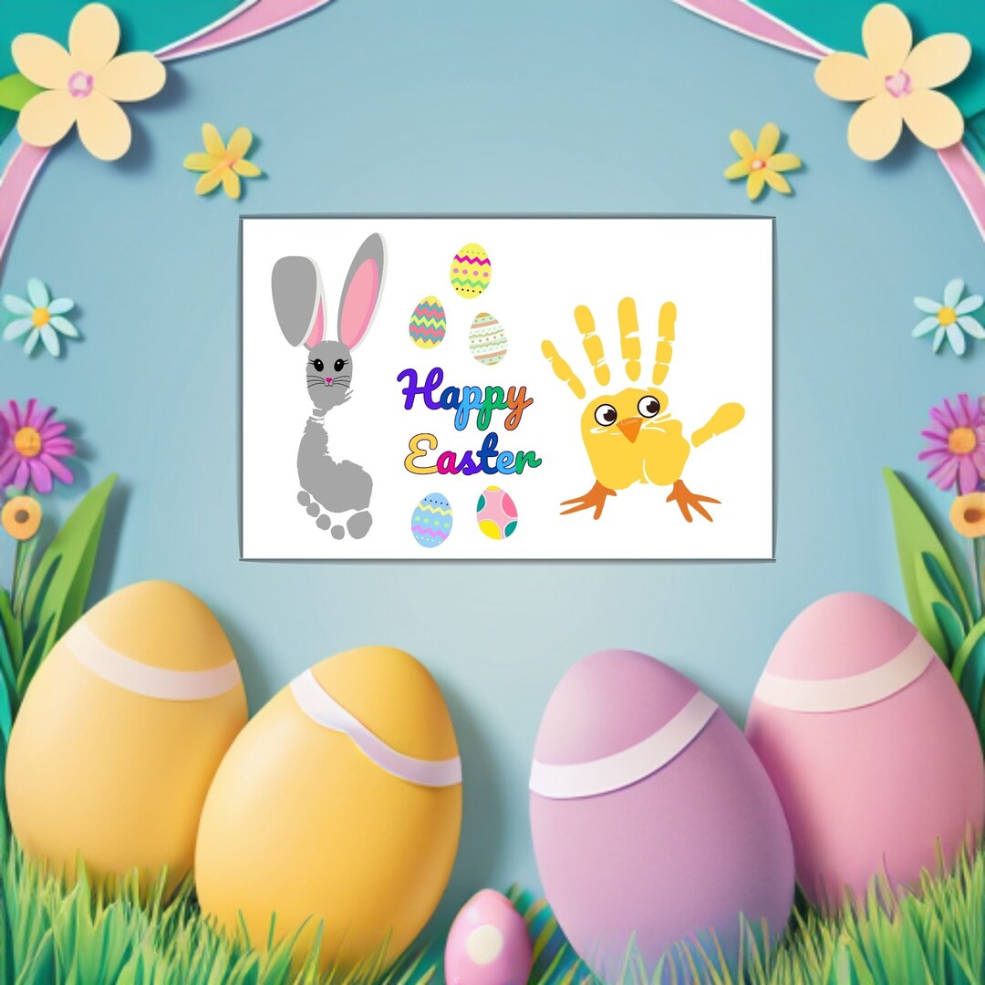 Bunny Chick Handprint Footprint Art Kit Easter DIY Craft for Kids, Baby ...