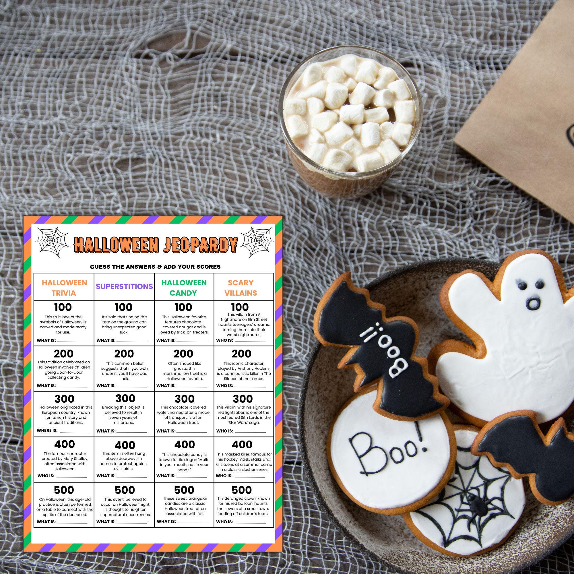 Halloween Jeopardy Game: Trivia for Adults & Kids (digital Download) - Etsy