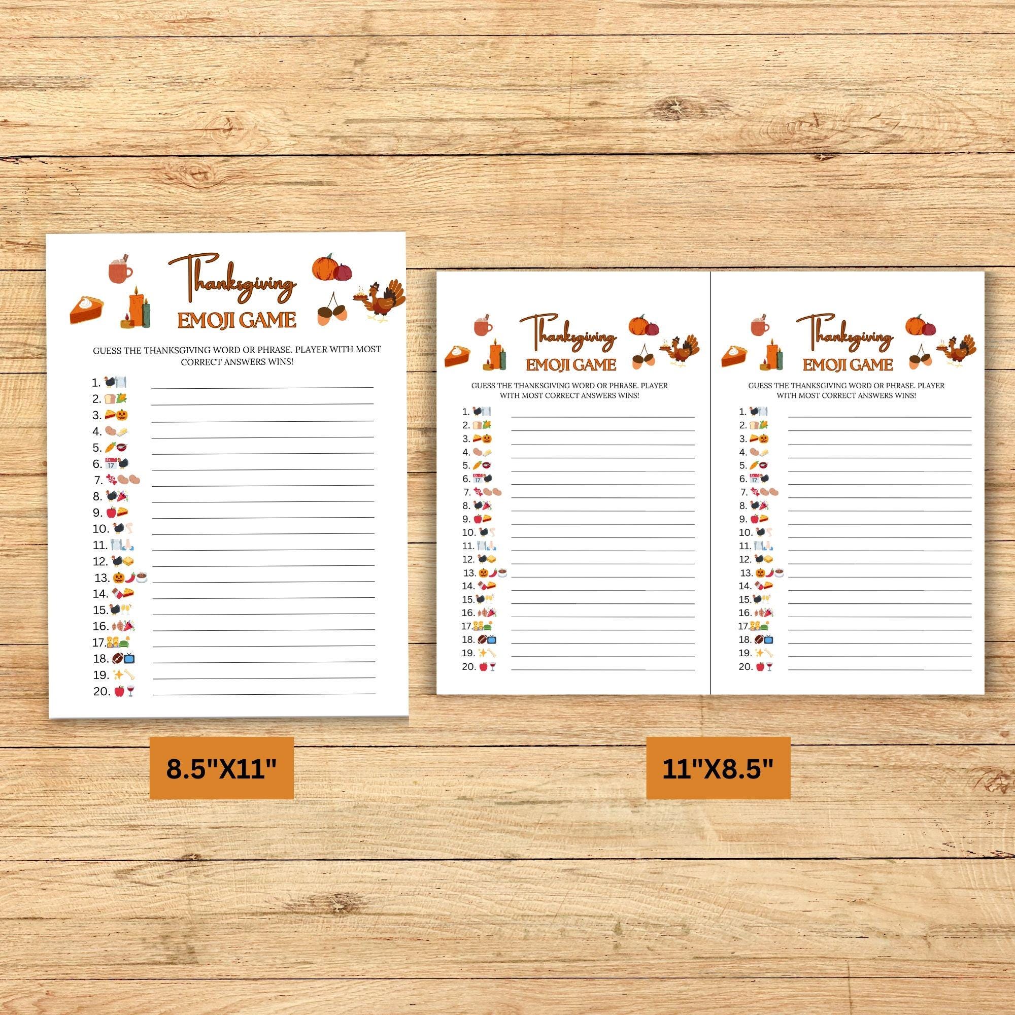 Thanksgiving Emoji Pictionary Game: Family Dinner Activity (digital ...
