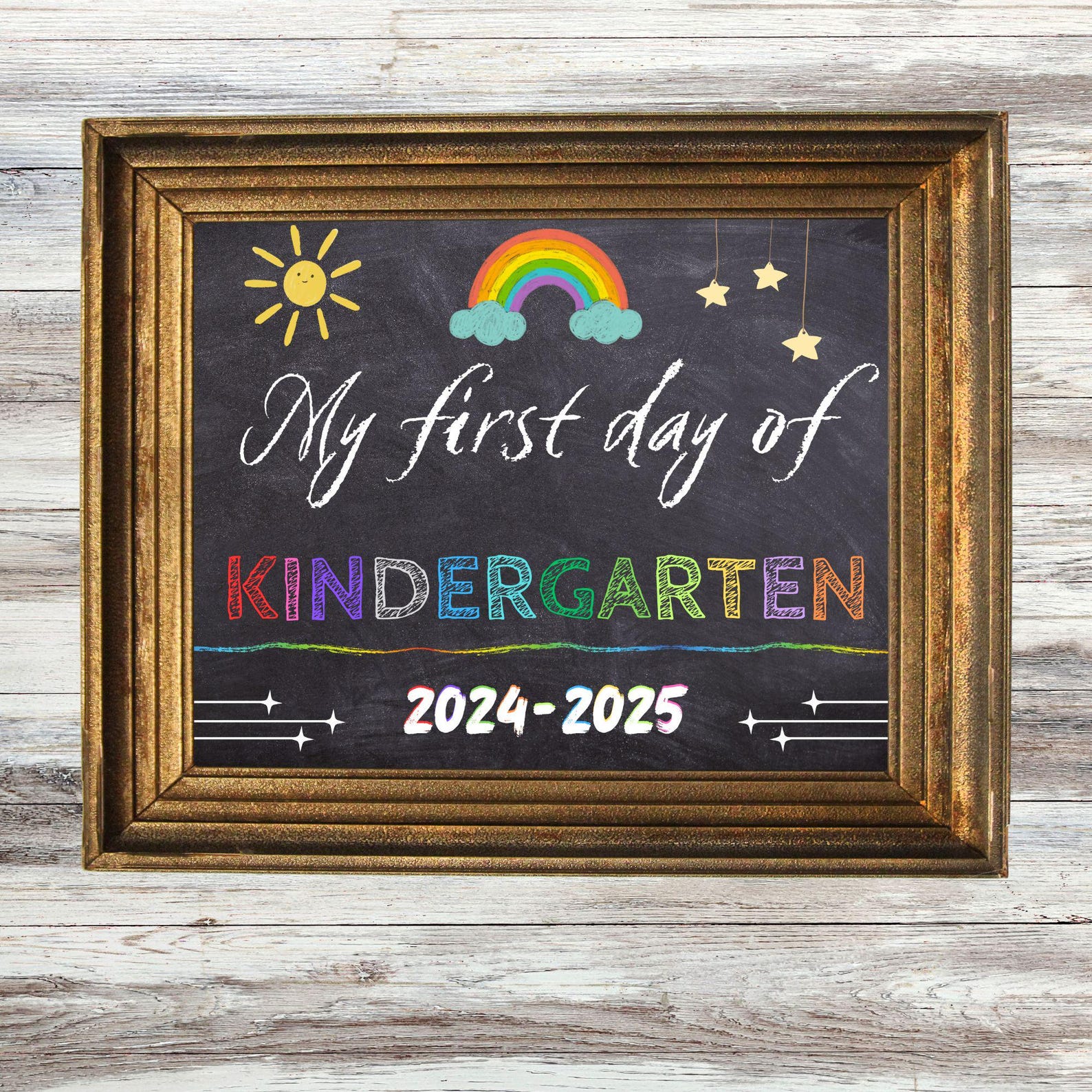 First Day of Kindergarten Chalkboard Sign: Printable Photo Prop (PDF ...