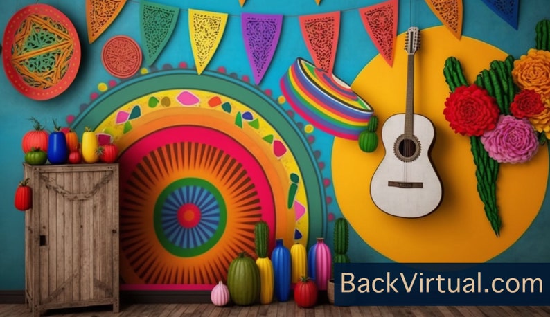 Zoom Virtual Background, Cinco De Mayo Background, Colorful Celebratory ...