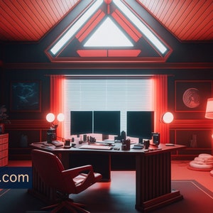Zoom Virtual Background, Stranger Things Theme Home Office Neon Red ...