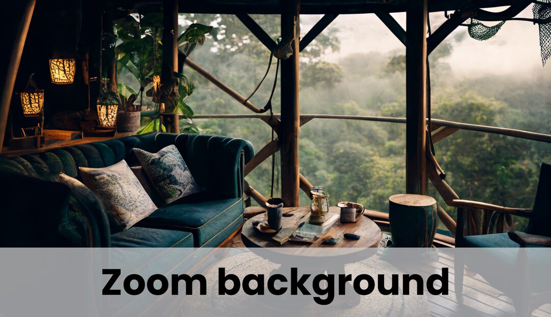 Zoom Virtual Background, Treehouse Office Modern Morning Treetops Above ...