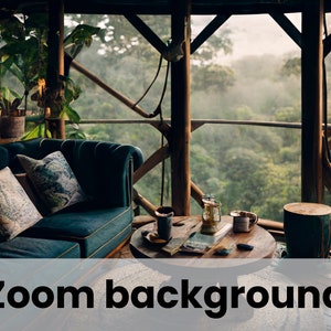 Zoom Virtual Background, Treehouse Office Modern Morning Treetops Above ...