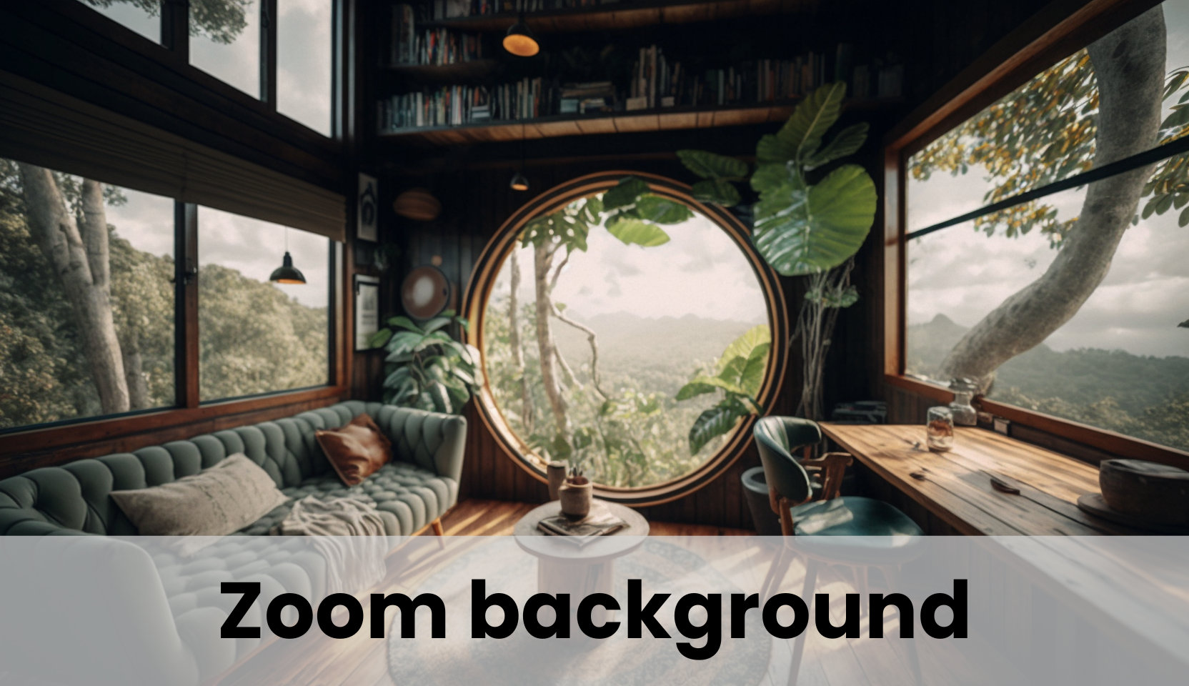 Zoom Virtual Background, Treehouse Office Modern Morning Treetops Above ...
