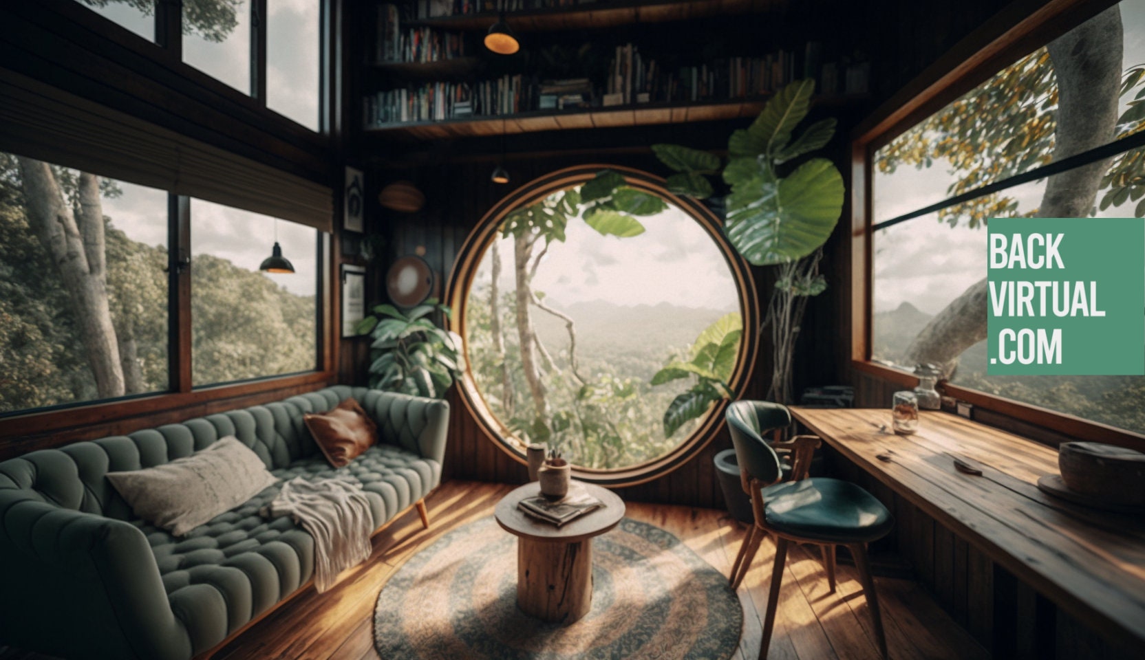 Zoom Virtual Background, Treehouse Office Modern Morning Treetops Above ...