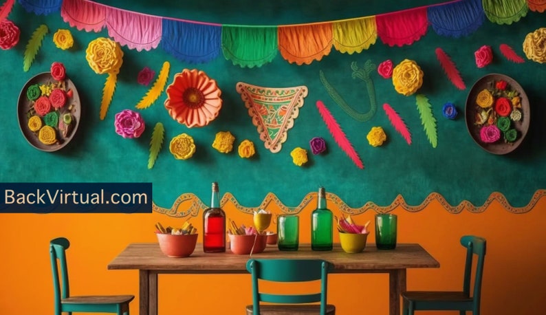 Zoom Virtual Background Cinco De Mayo Background Colorful - Etsy