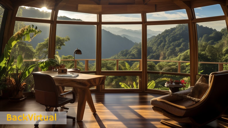 Virtual Background Treehouse Office HD Five Pack | Backdrop for Zoom ...