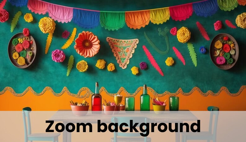 Zoom Virtual Background Cinco De Mayo Background Colorful - Etsy