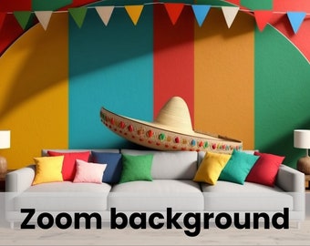 Zoom Virtual Background, Cinco De Mayo Background, Colorful Celebratory ...