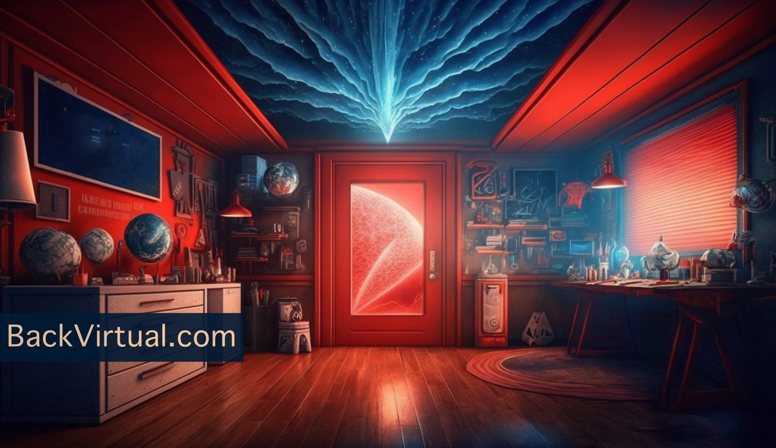Zoom Virtual Background, Stranger Things Theme Home Office Neon Red ...