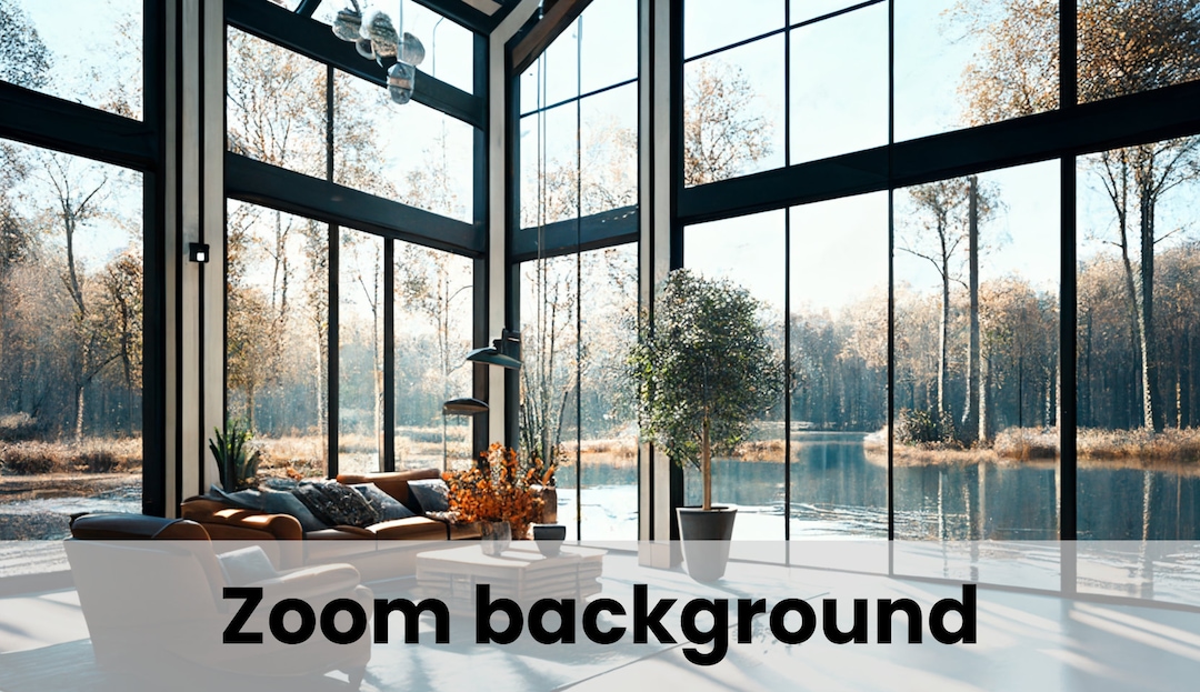 Zoom Virtual Background, Forest Modern Home Office Modern With Natural ...