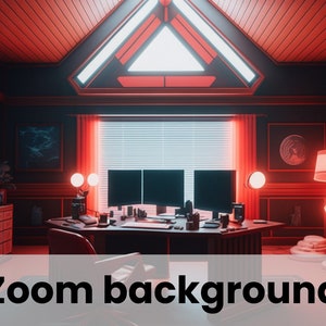 Zoom Virtual Background, Stranger Things Theme Home Office Neon Red ...
