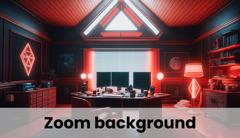 Zoom Virtual Background, Stranger Things Theme Home Office Neon Red ...