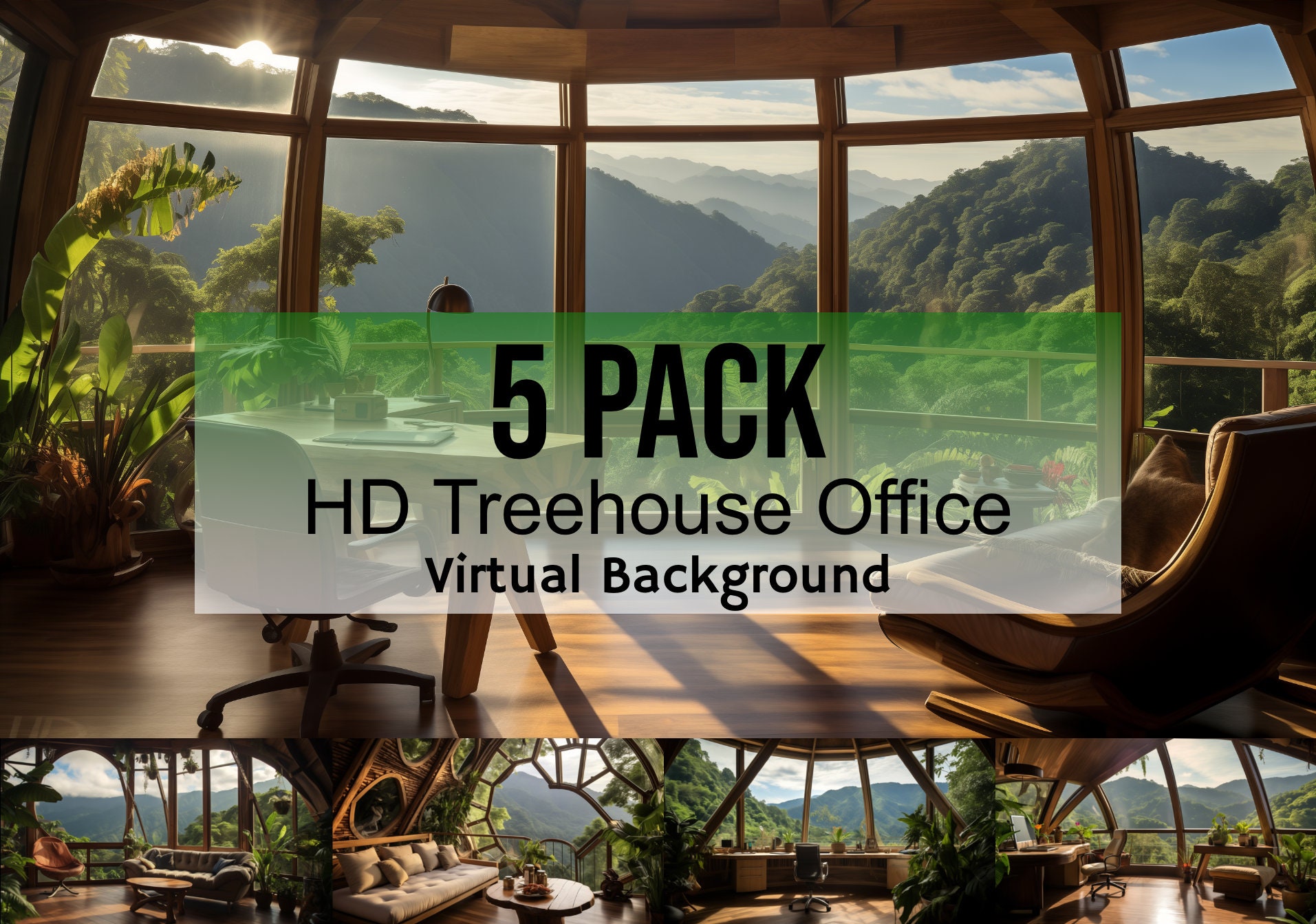 Virtual Background Treehouse Office HD Five Pack | Backdrop for Zoom, MS Teams, Google Hangouts ...