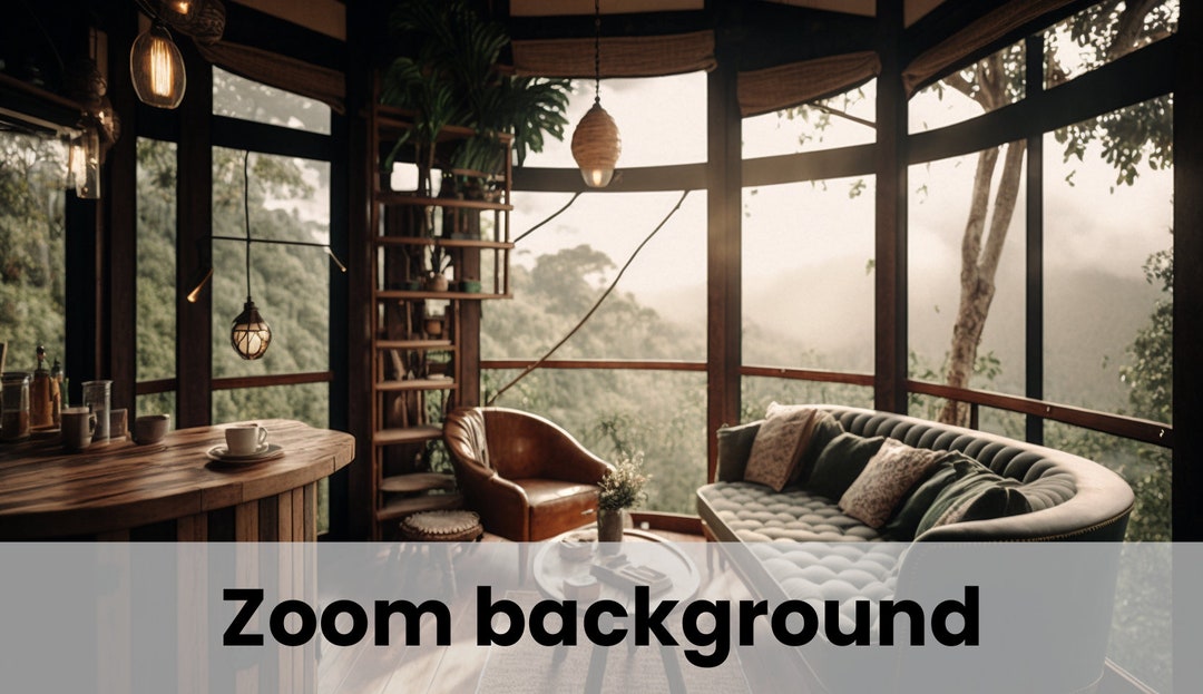 Zoom Virtual Background, Treehouse Office Modern Morning Treetops Above ...