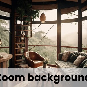 Zoom Virtual Background Treehouse Office Modern Morning - Etsy Israel
