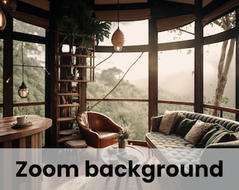 Zoom Virtual Background, Treehouse Office Modern Morning Treetops Above ...