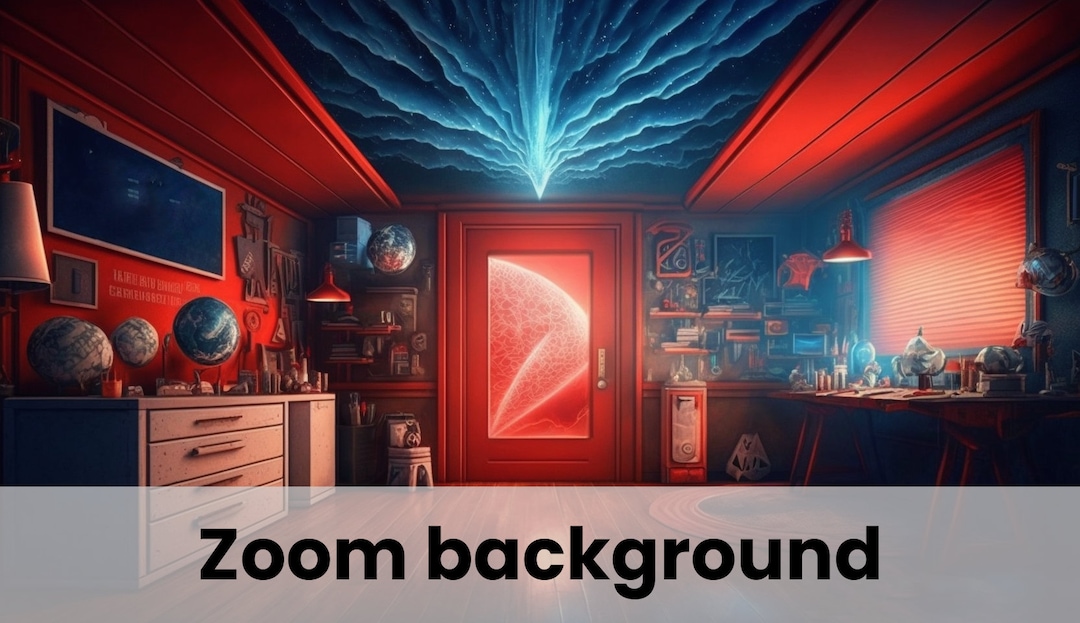 Zoom Virtual Background, Stranger Things Theme Home Office Neon Red ...