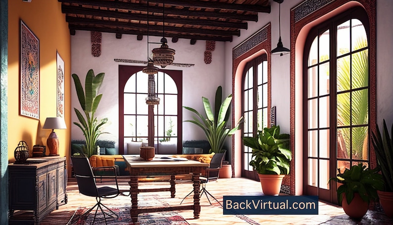 Zoom Virtual Background, Cinco De Mayo Background, Stylish Mexican Home ...