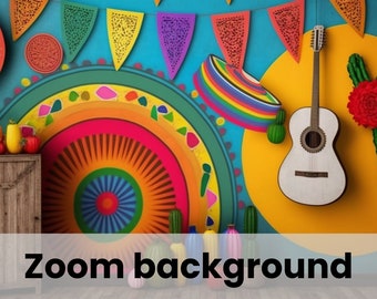 Zoom Virtual Background, Cinco De Mayo Background, Colorful Celebratory ...
