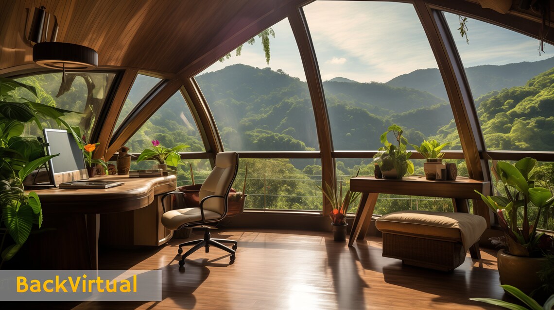 Virtual Background Treehouse Office HD Five Pack | Backdrop for Zoom ...