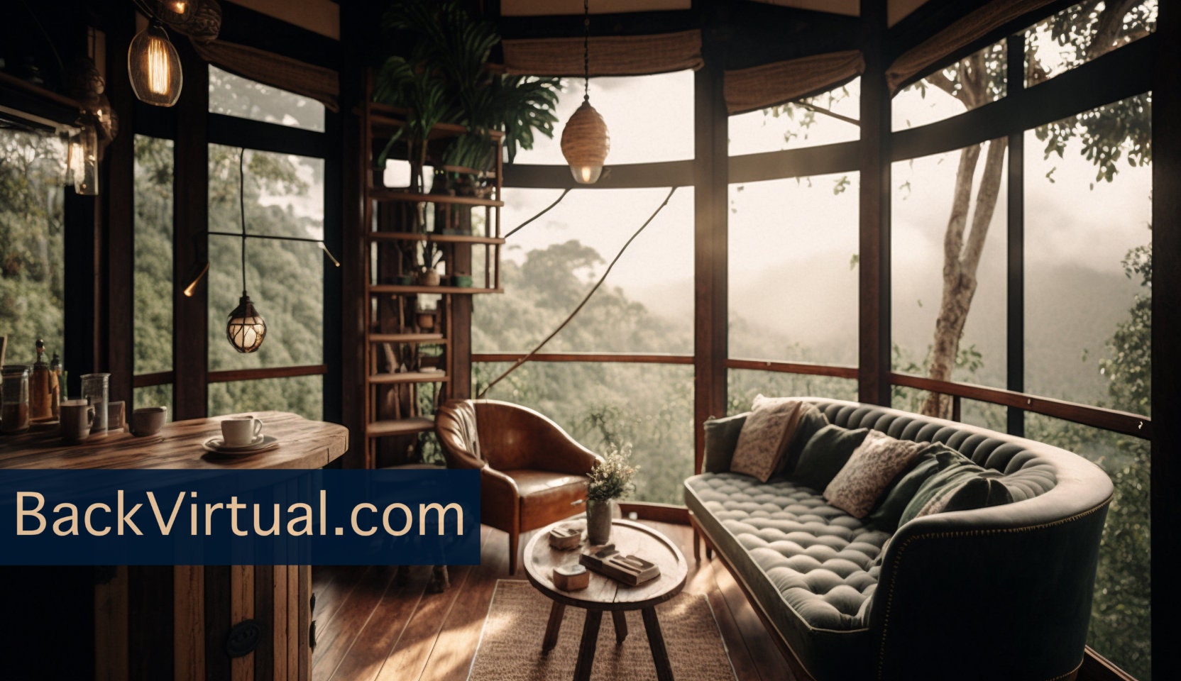 Zoom Virtual Background, Treehouse Office Modern Morning Treetops Above ...