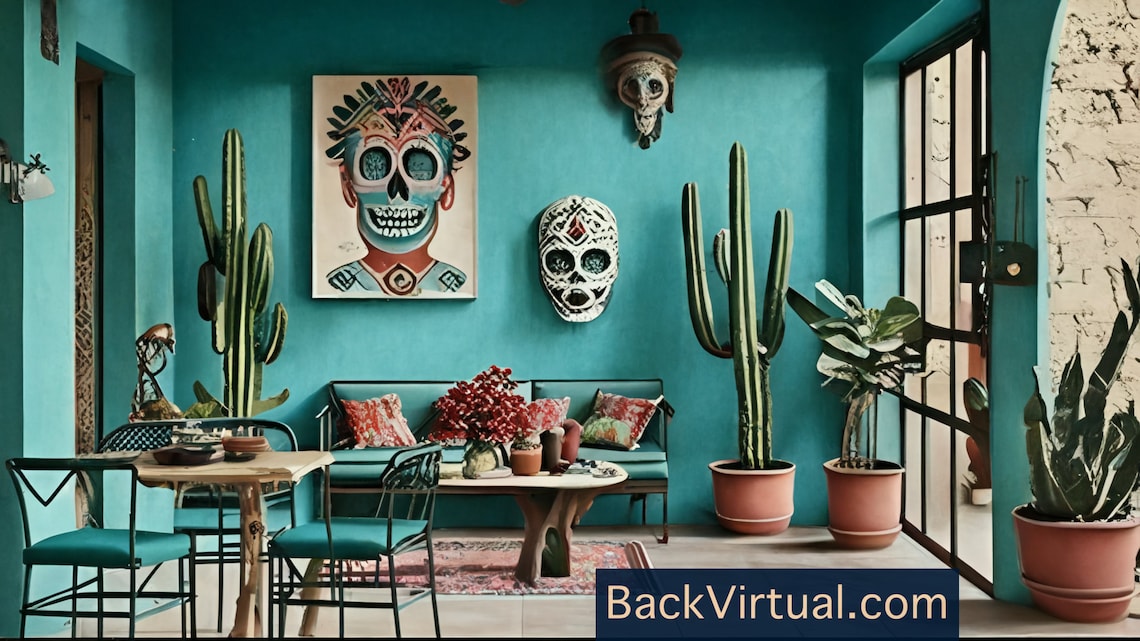 Zoom Virtual Background, Cinco De Mayo Background, Stylish Mexican Home ...