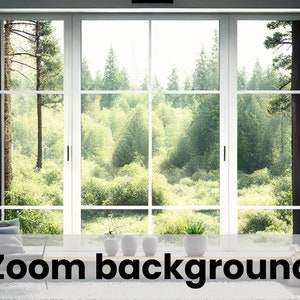 Zoom Virtual Background, Forest Modern Home Office Modern With Natural ...
