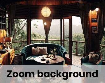 Zoom Virtual Background, Treehouse Office Modern Morning Treetops Above ...